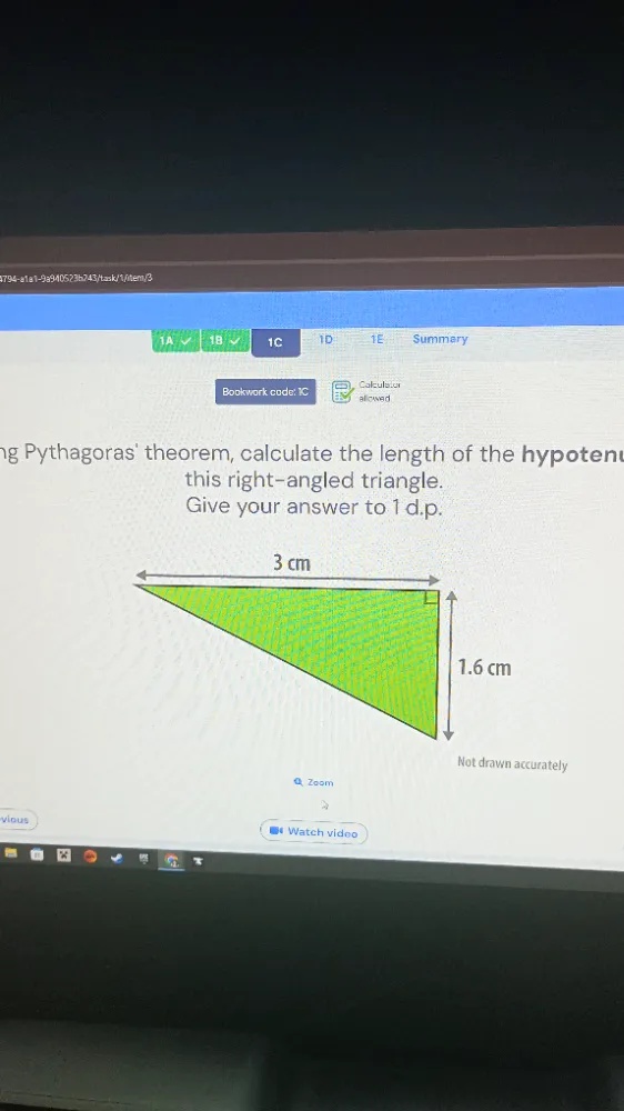 Using Pythagoras' theorem, calculate the | StudyX