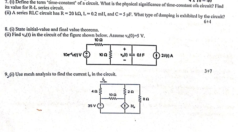 7. (i) Define the term 'time-constant' of a | StudyX