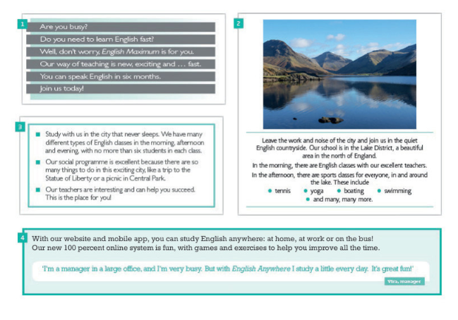 Read the advertisements 1–4 and match them | StudyX