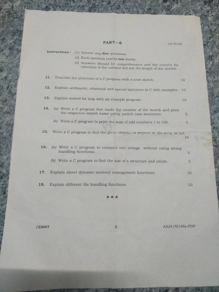 11. Describe the structure of a C program | StudyX