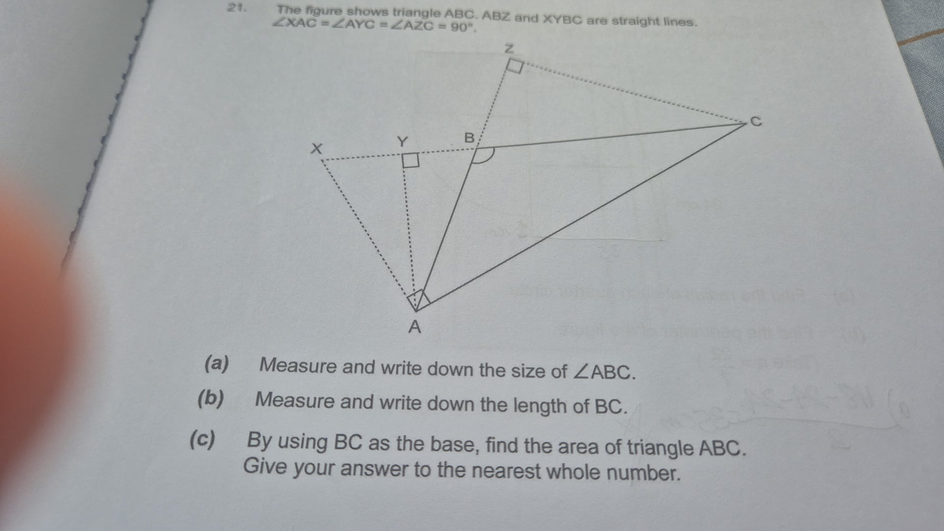 21. The figure shows triangle ABC. ABZ and | StudyX