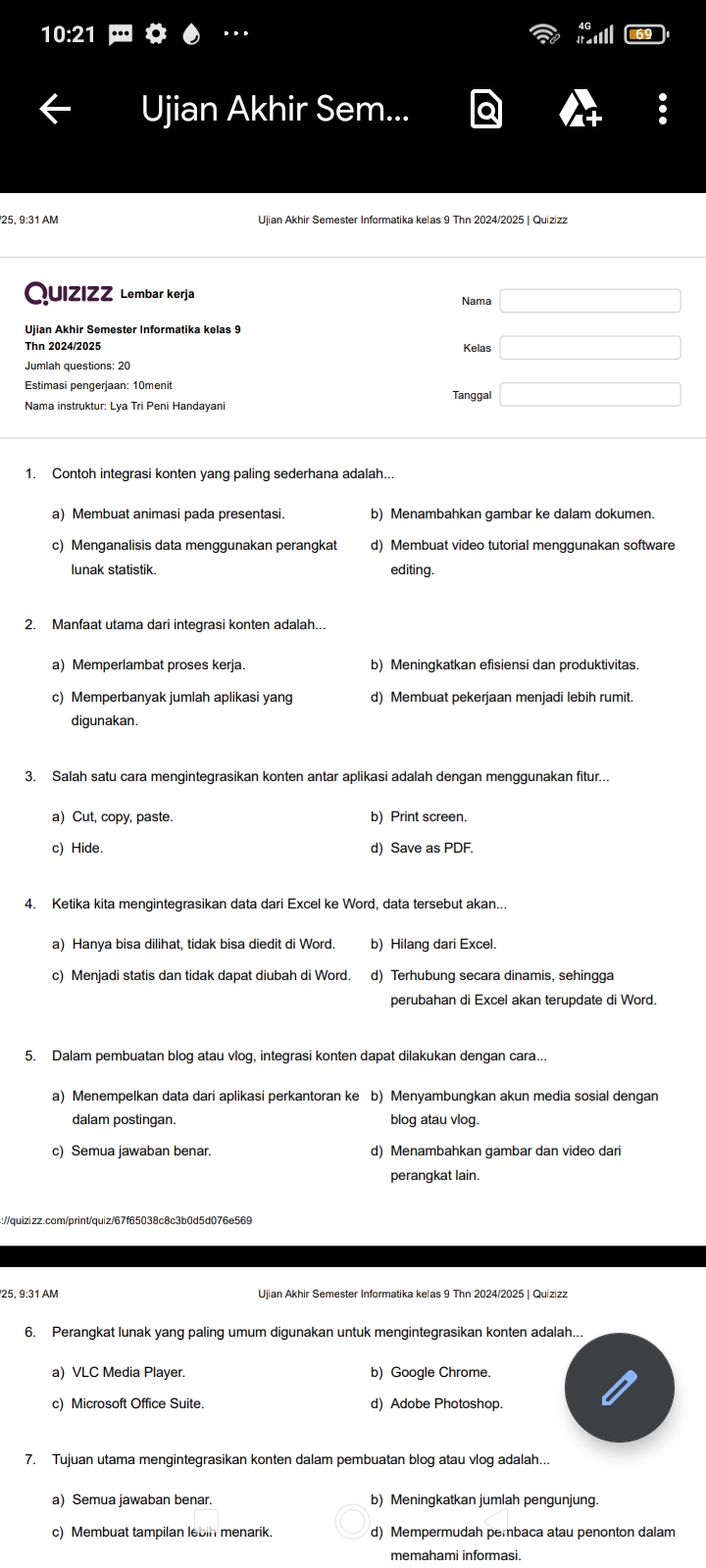 1. Contoh integrasi konten yang paling | StudyX