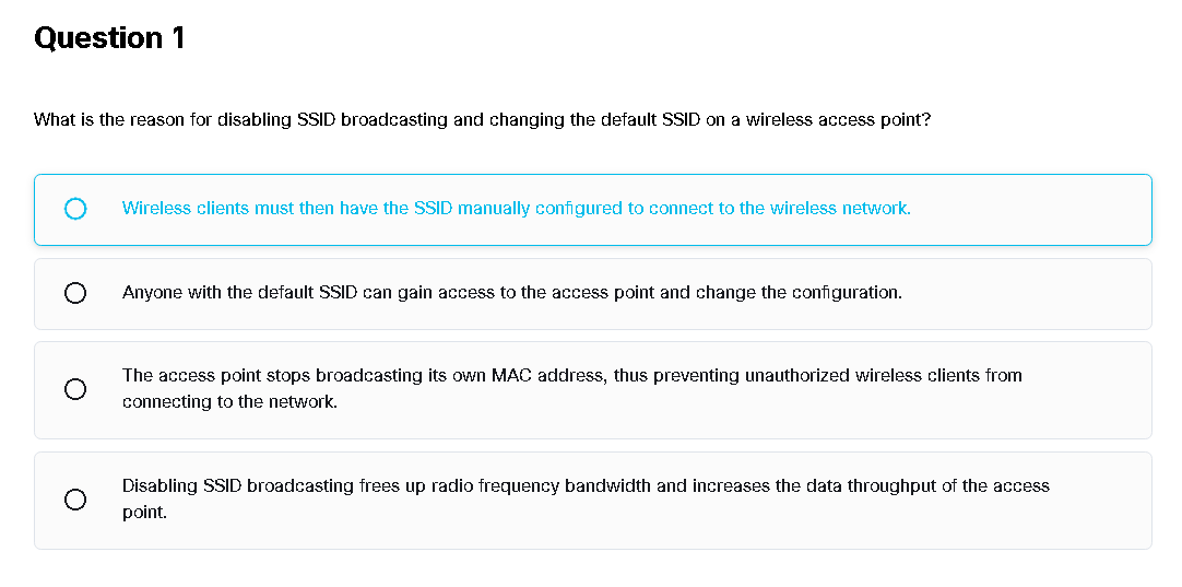 What is the reason for disabling SSID