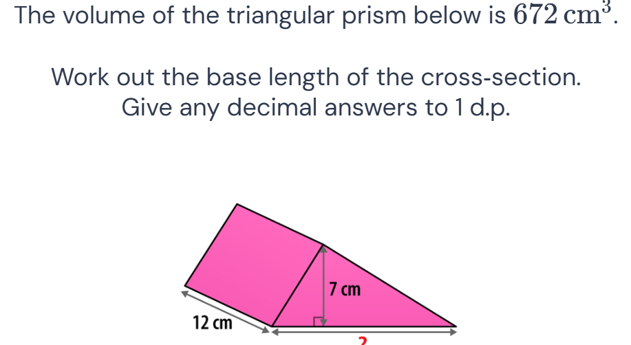 The volume of the triangular prism below is | StudyX