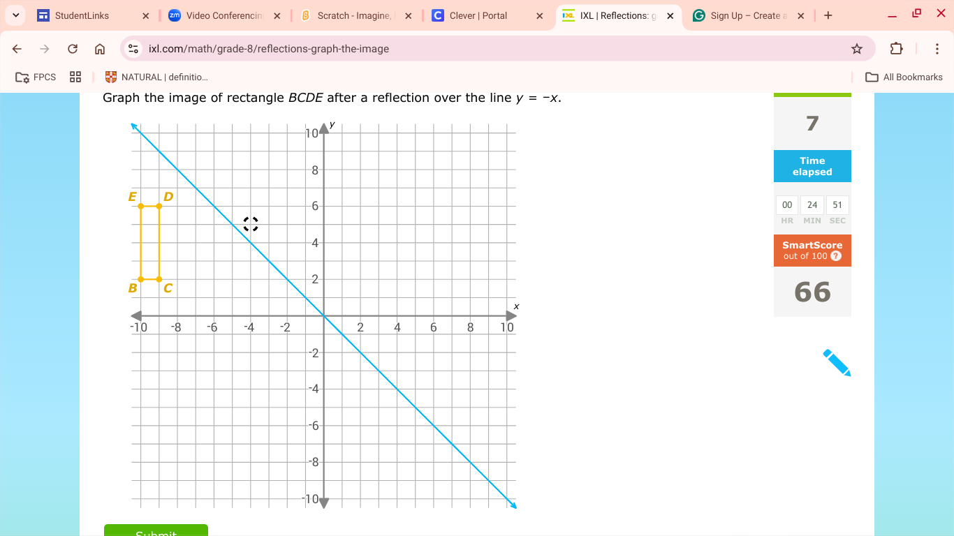 Graph the image of rectangle BCDE after a