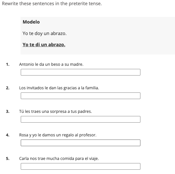 Rewrite these sentences in the preterite | StudyX