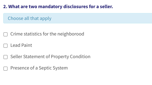 2. What are two mandatory disclosures for a | StudyX
