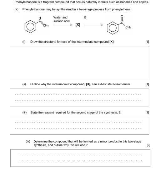 (a) Phenylethanone may be synthesised in a | StudyX