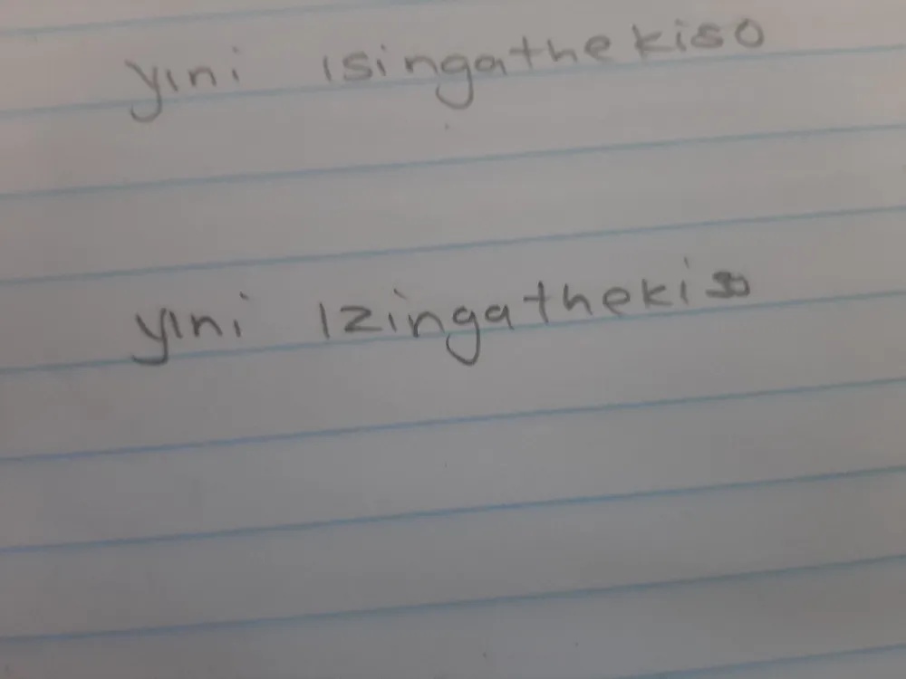 What is the meaning of 'yini isingathe kiso'? | StudyX