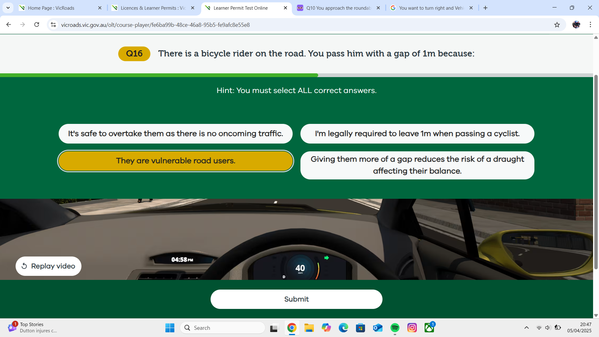 Q16 There is a bicycle rider on the road. | StudyX