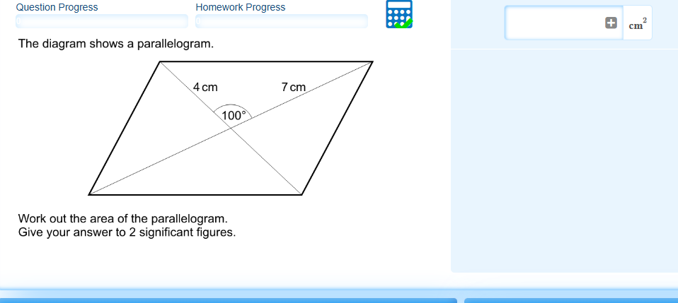 The diagram shows a parallelogram. 4 cm 7 | StudyX