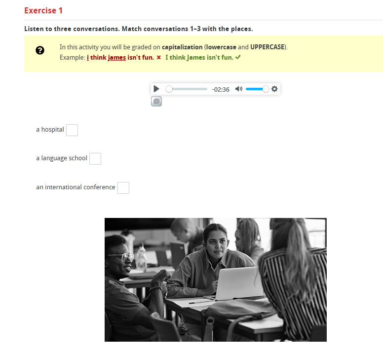 Listen to three conversations. Match | StudyX