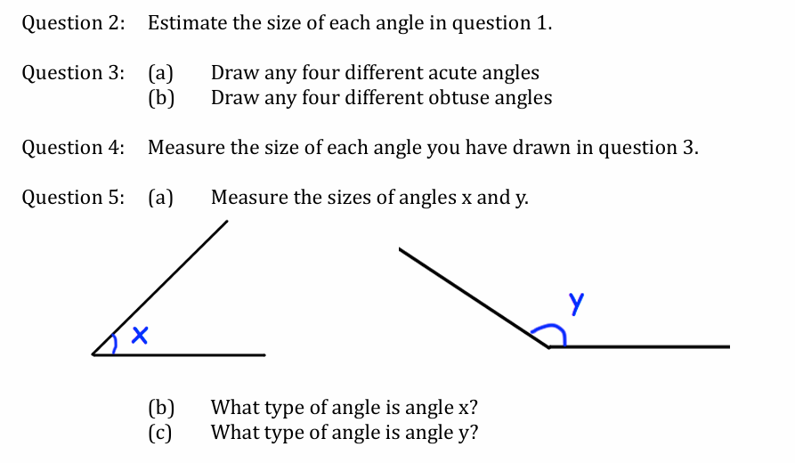 Question 2: Estimate the size of each angle | StudyX
