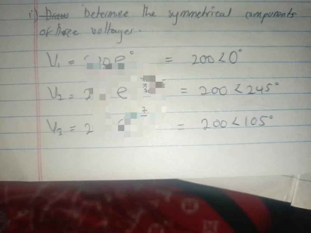 i) Draw Determine the symmetrical components | StudyX