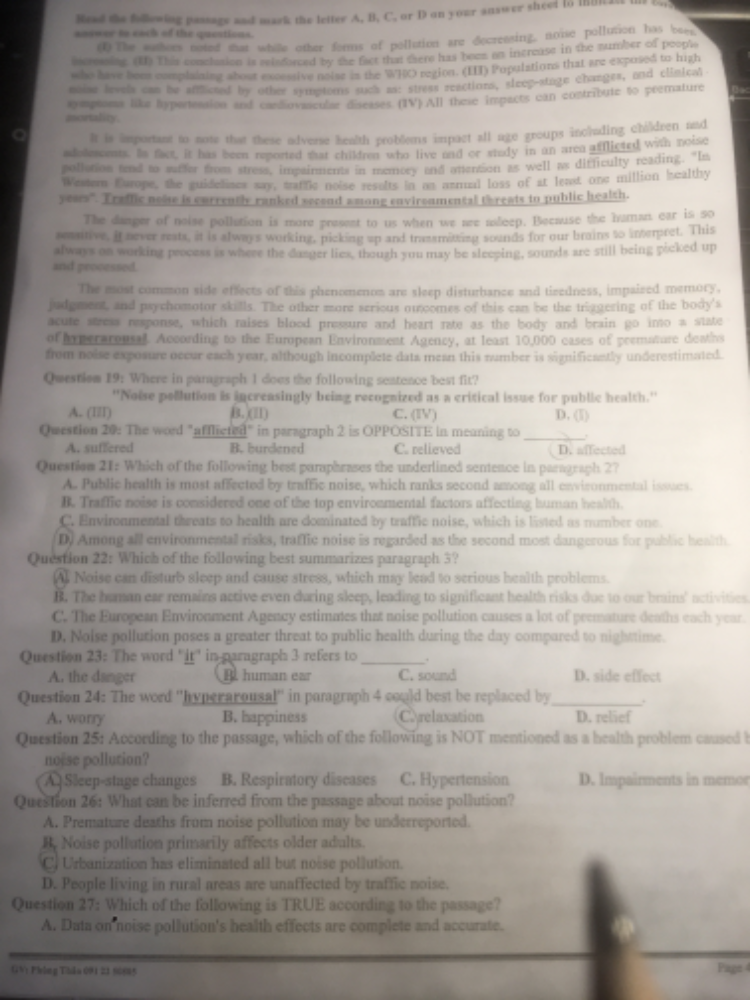 Question 19: Where in paragraph 1 does the | StudyX