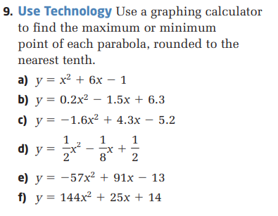 9. Use Technology Use a graphing calculator | StudyX