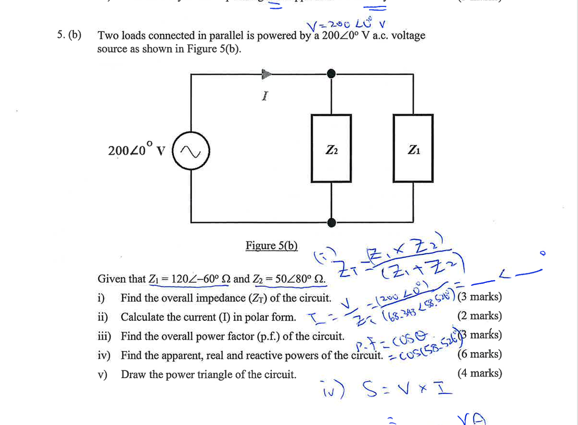 5. (b) Two loads connected in parallel is | StudyX