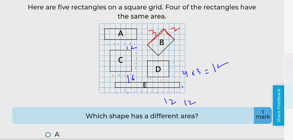 Here are five rectangles on a square grid. | StudyX