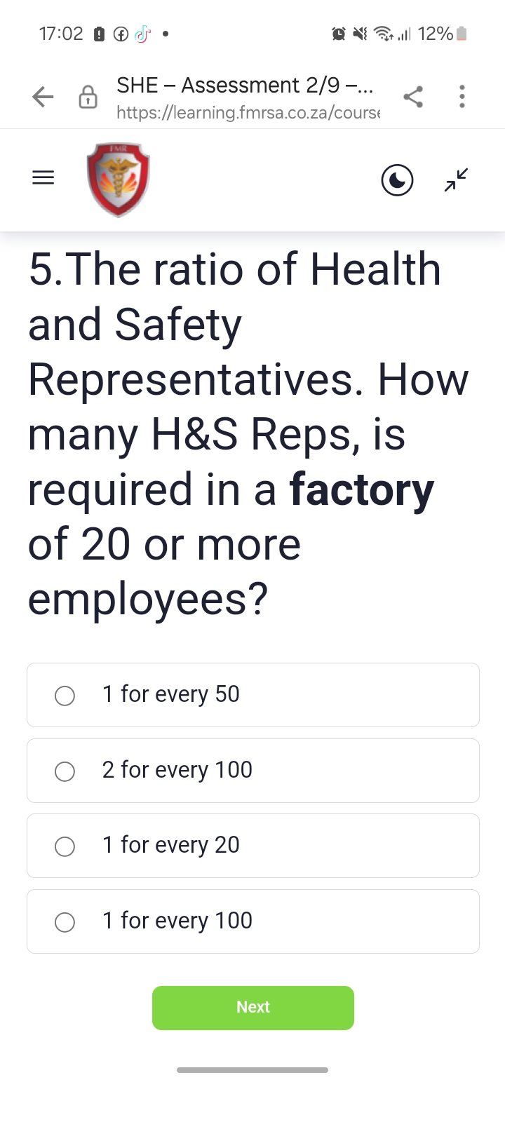5. The ratio of Health and Safety | StudyX