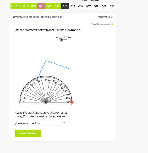 Use the protractor below to measure the | StudyX
