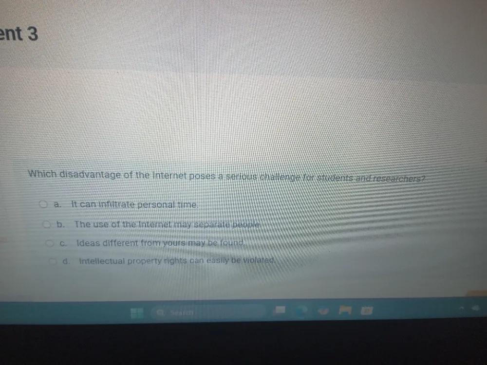 Which disadvantage of the Internet poses a | StudyX