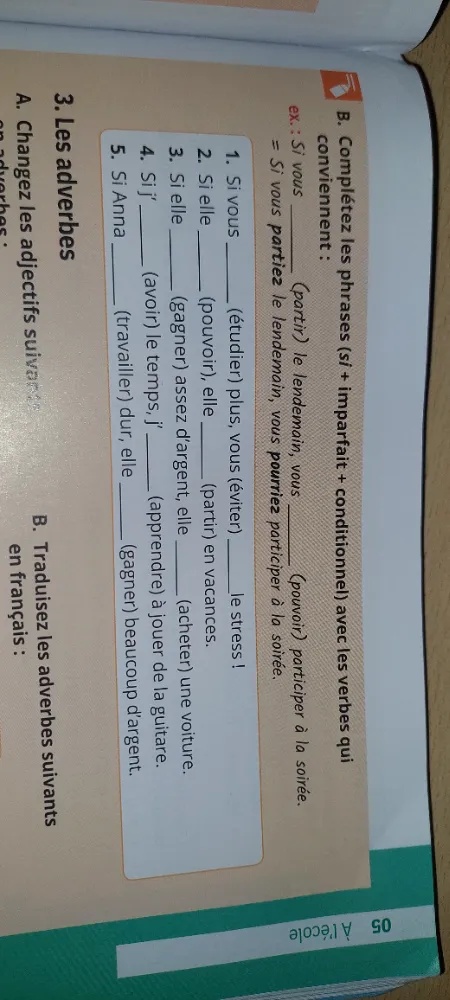 B. Complétez les phrases (si + imparfait + | StudyX