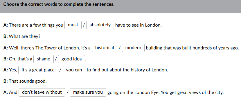 Choose the correct words to complete the | StudyX