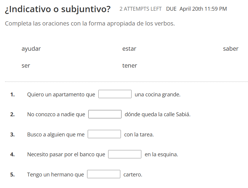 ¿Indicativo o subjuntivo? Completa las | StudyX