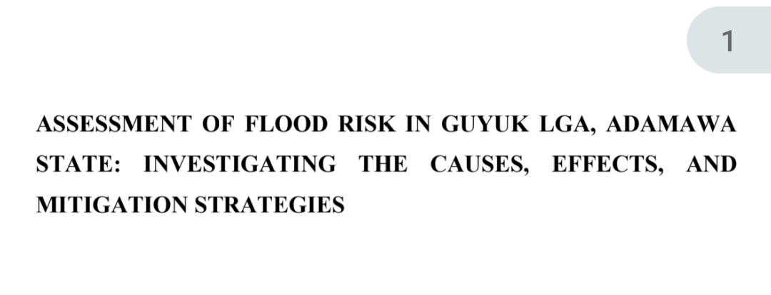 ASSESSMENT OF FLOOD RISK IN GUYUK LGA, | StudyX