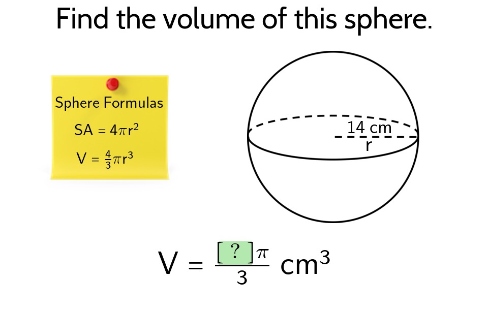 Find the volume of this sphere. Sphere | StudyX