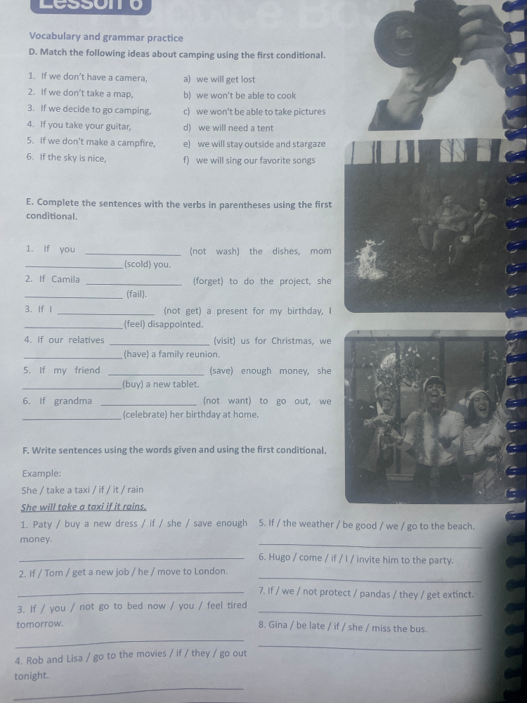 D. Match the following ideas about camping | StudyX