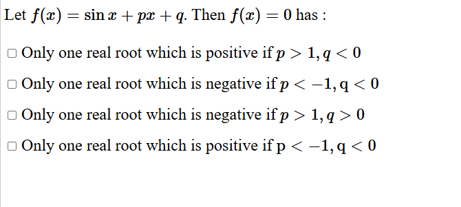 Let $f(x) = ext{sin}x + px + q$. Then $f(x) | StudyX