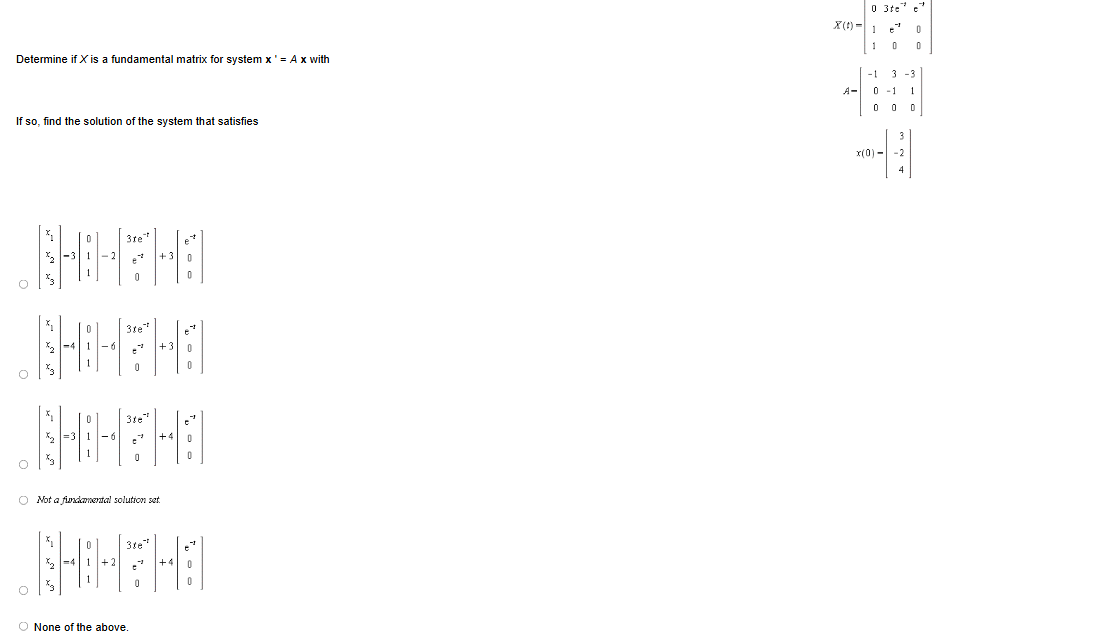 Determine if X is a fundamental matrix for | StudyX