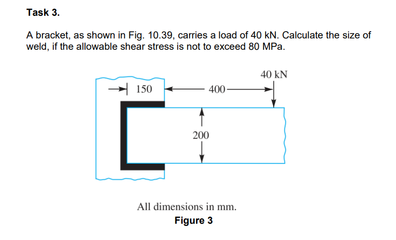Task 3. A bracket, as shown in Fig. 10.39, | StudyX