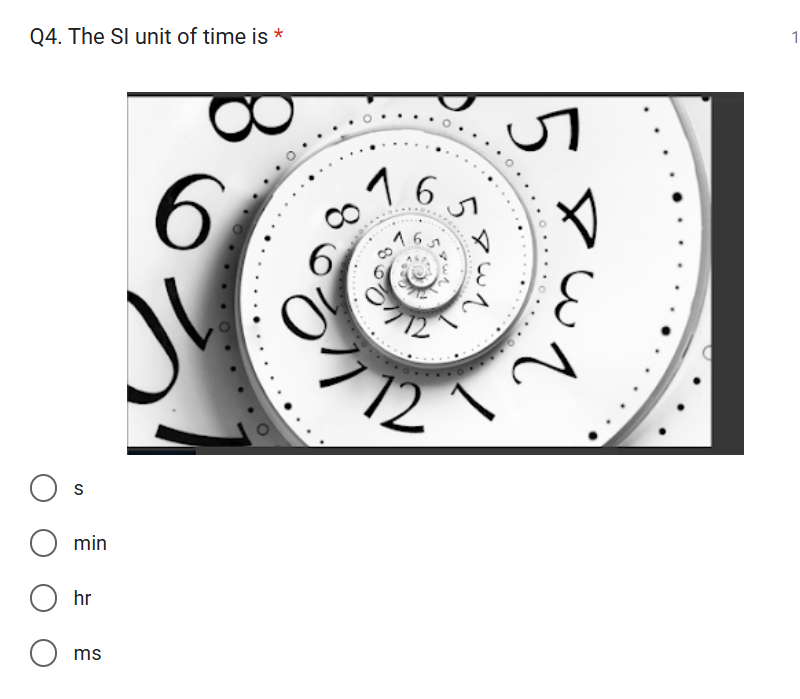 Q4. The SI unit of time is * s min hr ms | StudyX