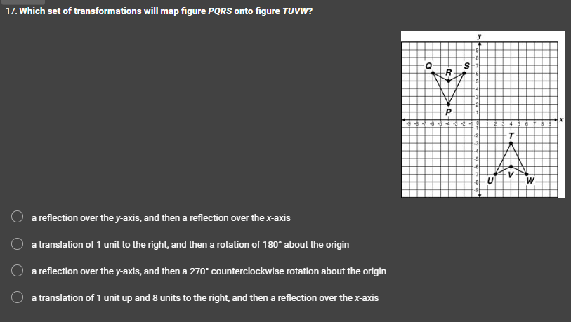 17. Which set of transformations will map | StudyX