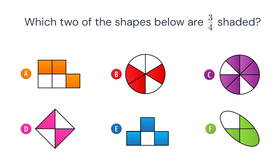 Which two of the shapes below are $ {3}{4}$