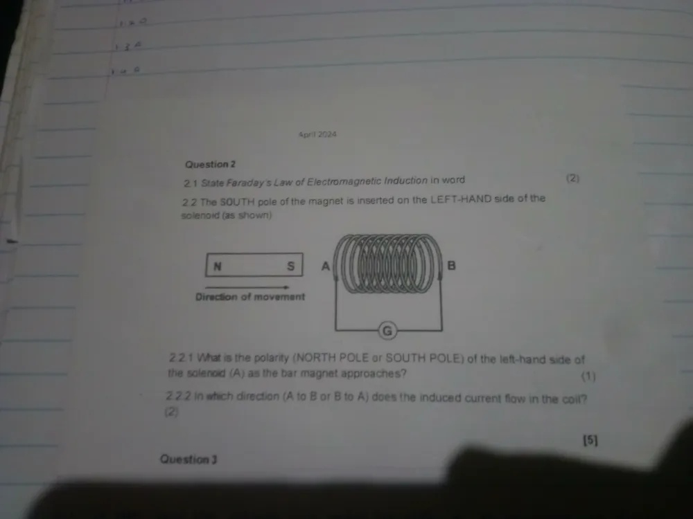 2.1 State Faraday's Law of Electromagnetic | StudyX