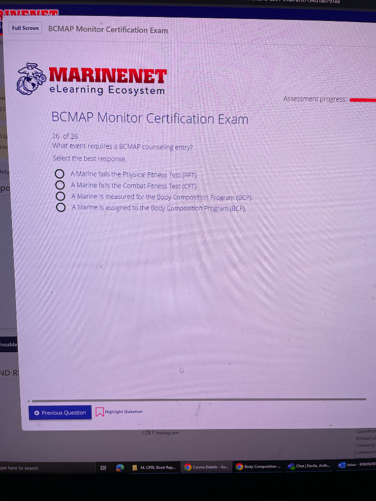 What event requires a BCMAP counseling | StudyX