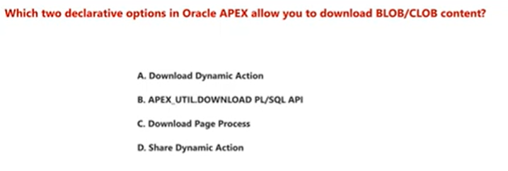 Which two declarative options in Oracle APEX | StudyX