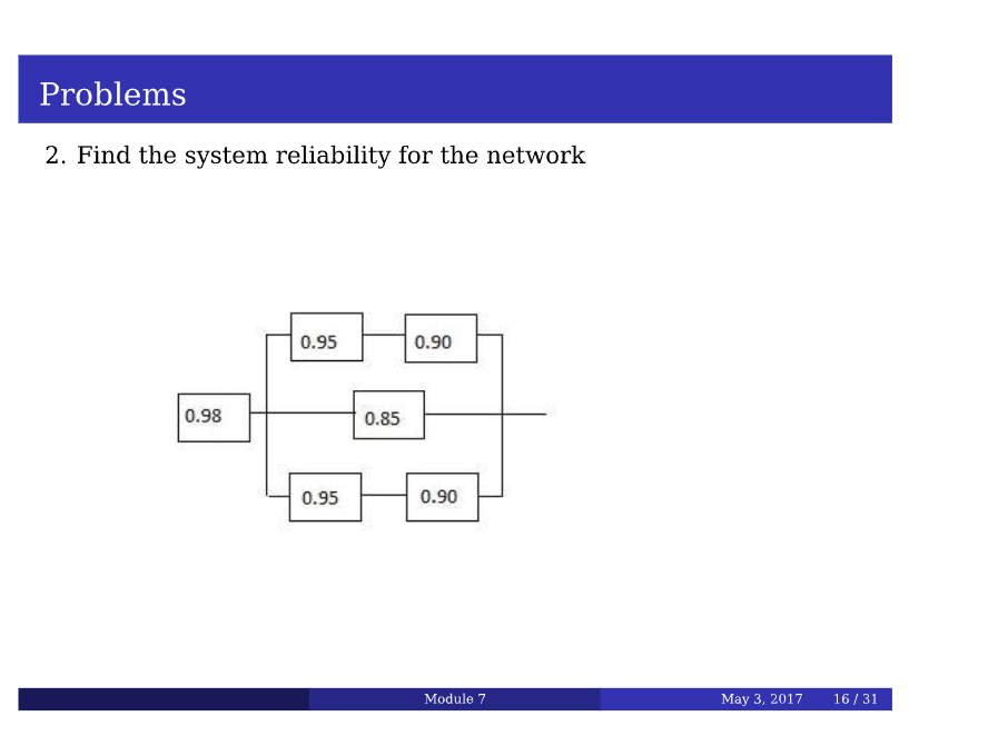 2. Find the system reliability for the | StudyX