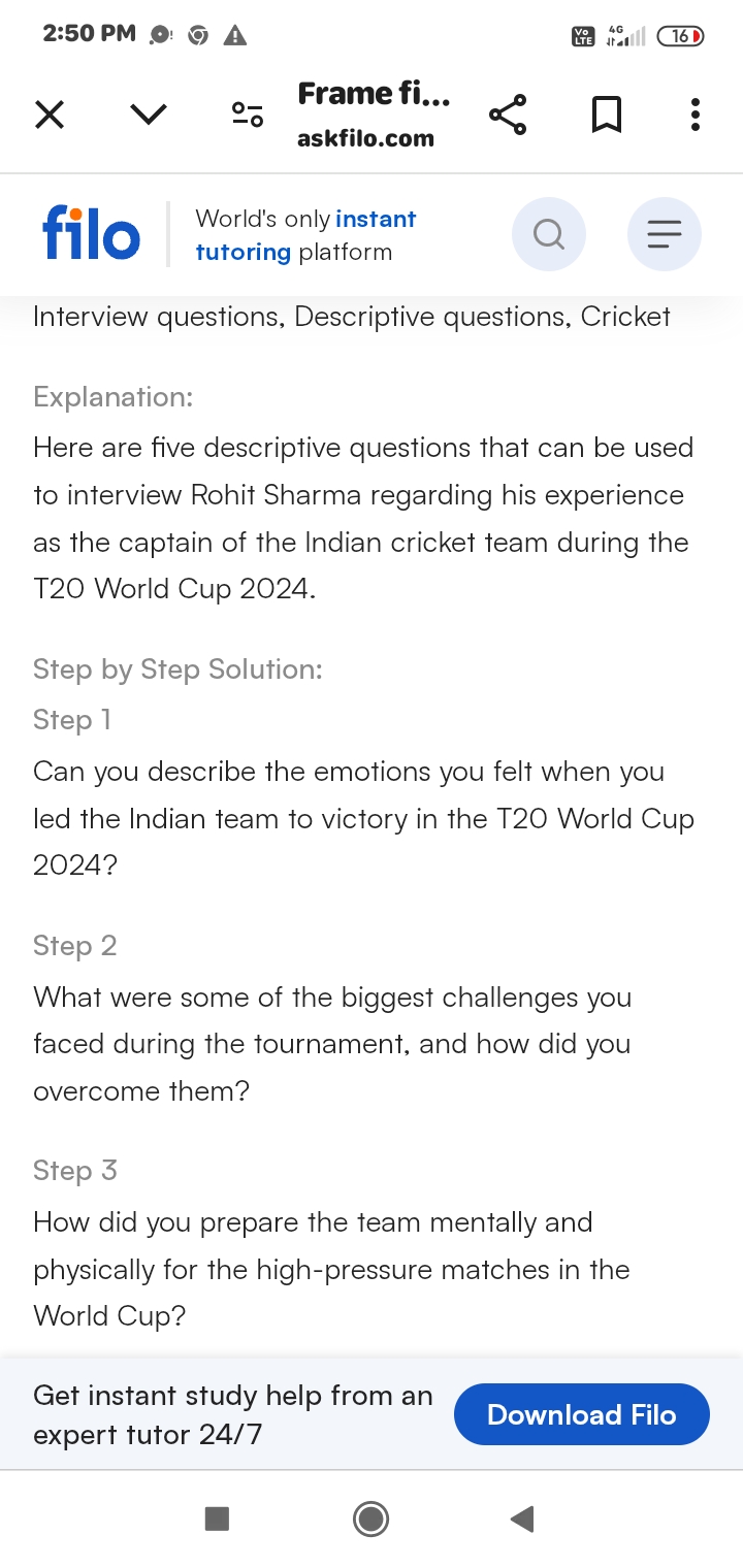 Interview questions, Descriptive questions, | StudyX