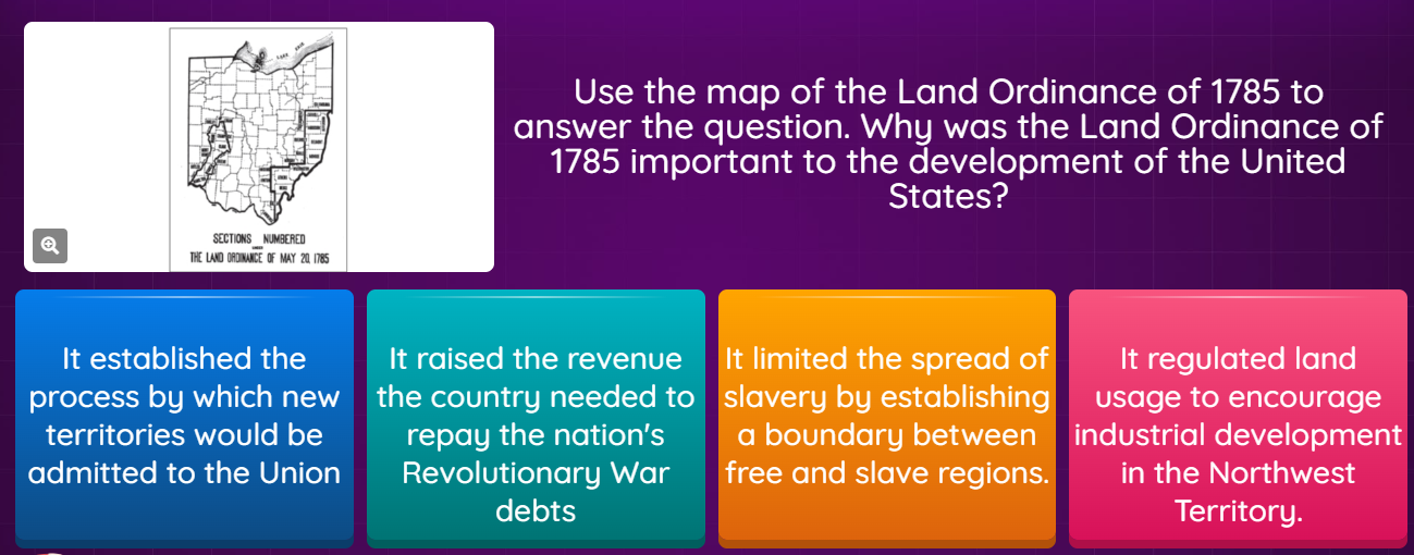 Use the map of the Land Ordinance of 1785 to | StudyX