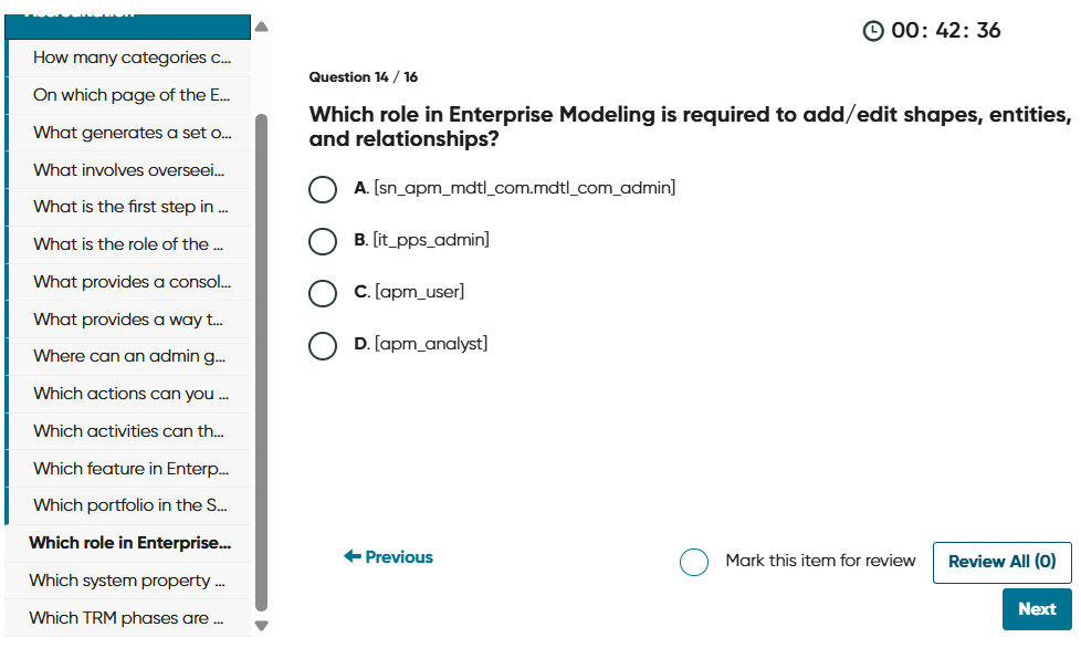 Question 14 / 16 Which role in Enterprise | StudyX