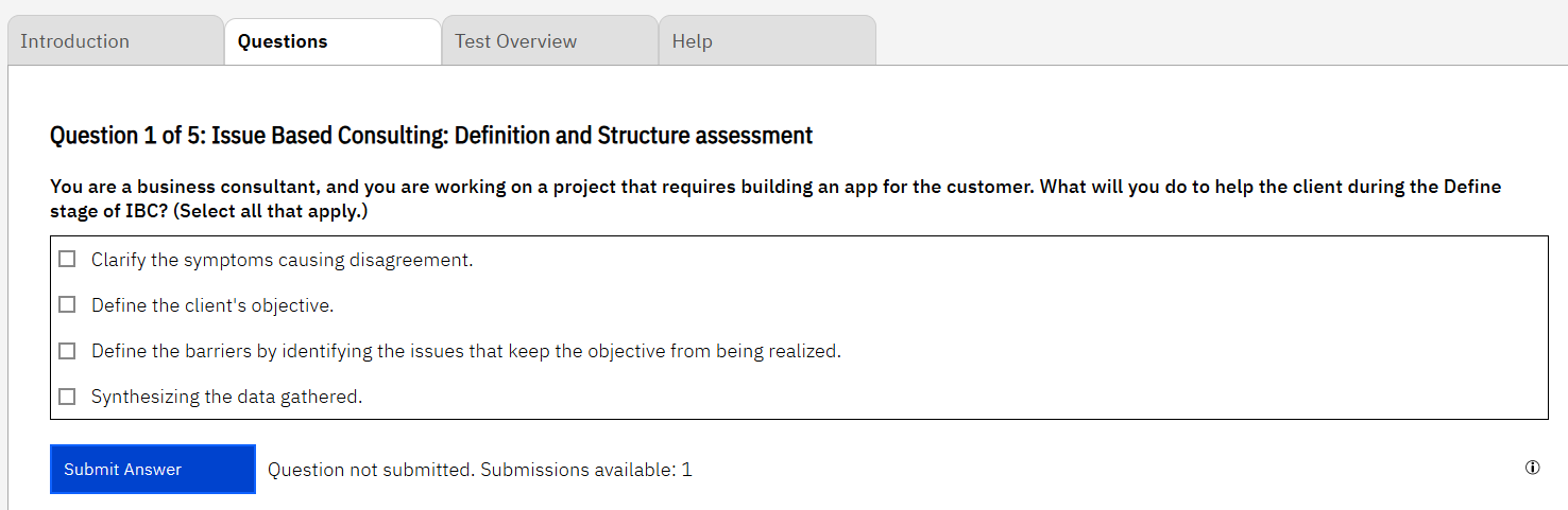 Question 1 of 5: Issue Based Consulting: | StudyX