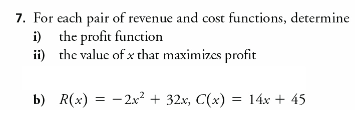 7. For each pair of revenue and cost | StudyX