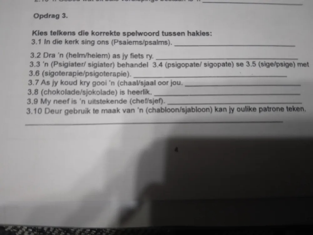 Opdrag 3. Kies telkens die korrekte | StudyX