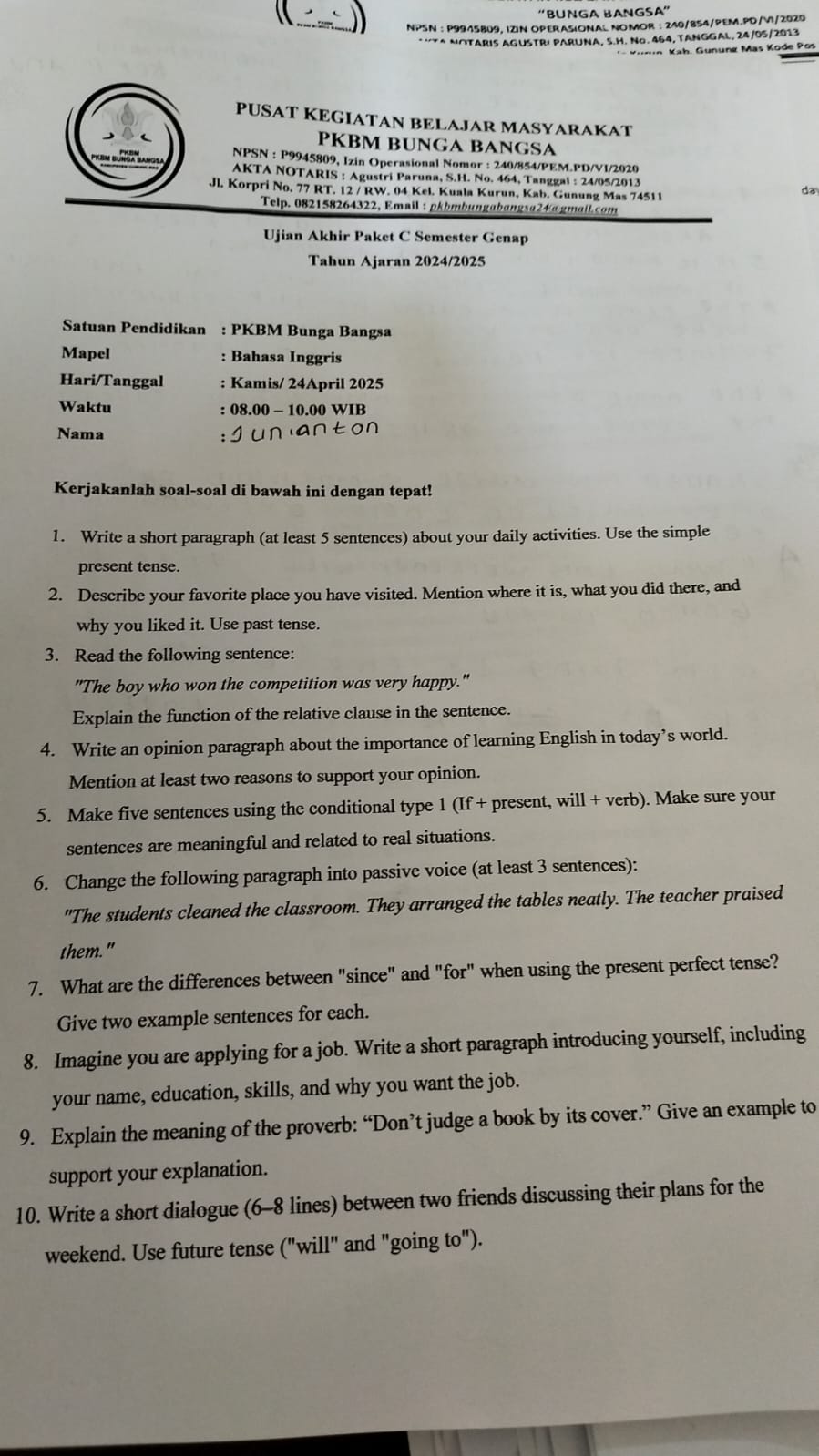 Write a short paragraph (at least 5