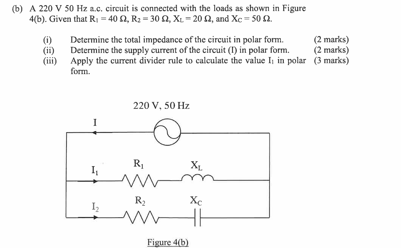 (b) A 220 V 50 Hz a.c. circuit is connected | StudyX