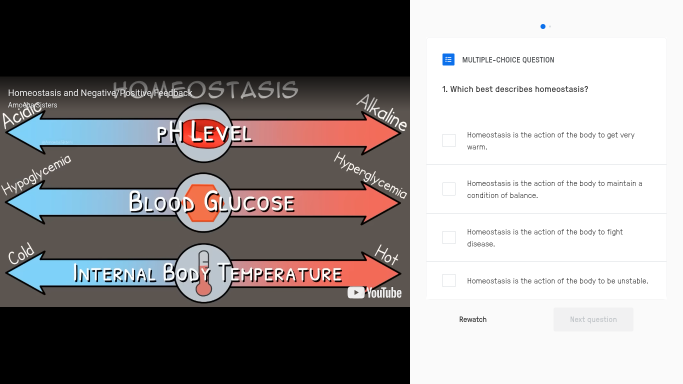 1. Which best describes homeostasis? | StudyX